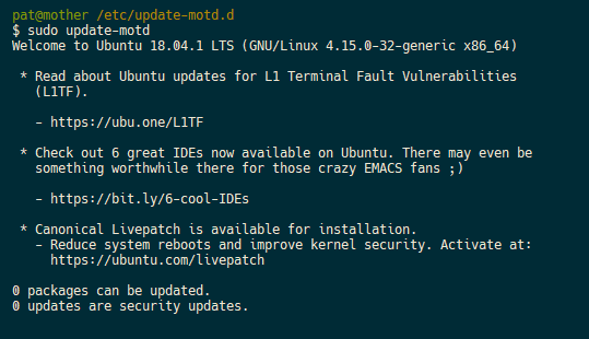 Pat David: Ubuntu SSH Ads (motd)